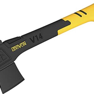 LEXIVON V14 Camping Hatchet, 14-Inch Axe | Ergonomic TPR Grip, Lightweight Fiber-Glass Composite Handle | Protective Carrying Sheath Included (LX-V14)