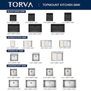 TORVA 18-Inch Drop-in Kitchen Sink, 16 Gauge Stainless Steel Topmount Single Bowl - 9 Inches Deep Bar/Prep Basin