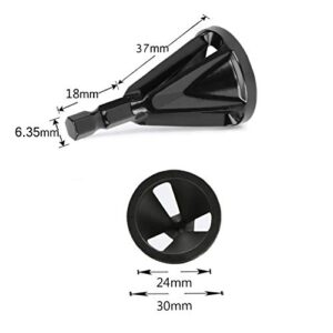 Deburring External Chamfer Tool HSS for Drill Bit, Remove Burr Repairs Tools Remove Burr Drill Bit, Metal External Chamfer Hexagon Shank Deburring Tool (Black 2 pak)