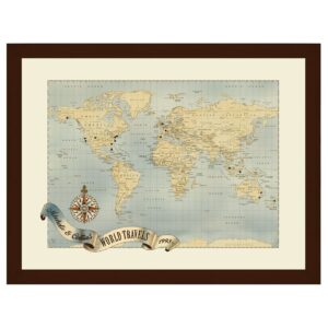 voyager personalized world push pin map | travel map with pins