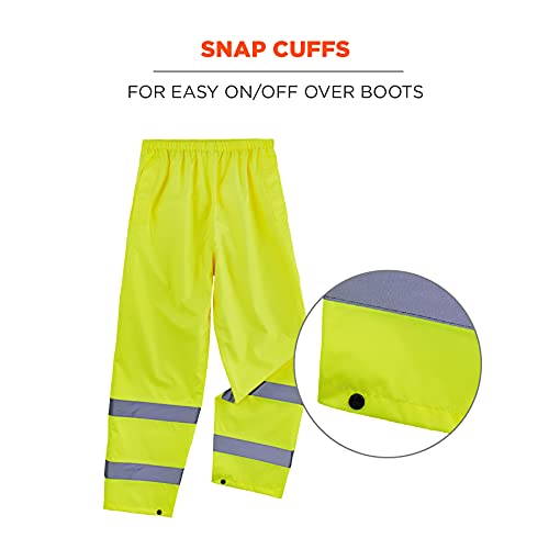 Ergodyne Standard Class E Lightweight Hi-Vis Rain Pants, Lime, Large