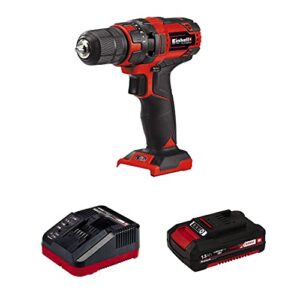 einhell te-cd power x-change 18-volt cordless 3/8-inch variable speed drill/driver, w/ 310 in-lbs torque, 20+1 torque settings, 550-rpm max, led light