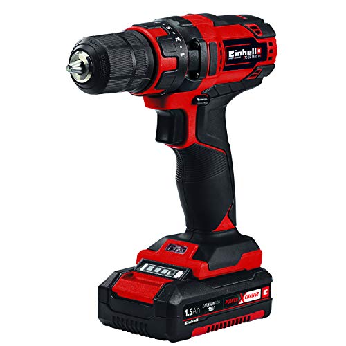 Einhell TE-CD Power X-Change 18-Volt Cordless 3/8-Inch Variable Speed Drill/Driver, w/ 310 In-Lbs Torque, 20+1 Torque Settings, 550-RPM MAX, LED Light