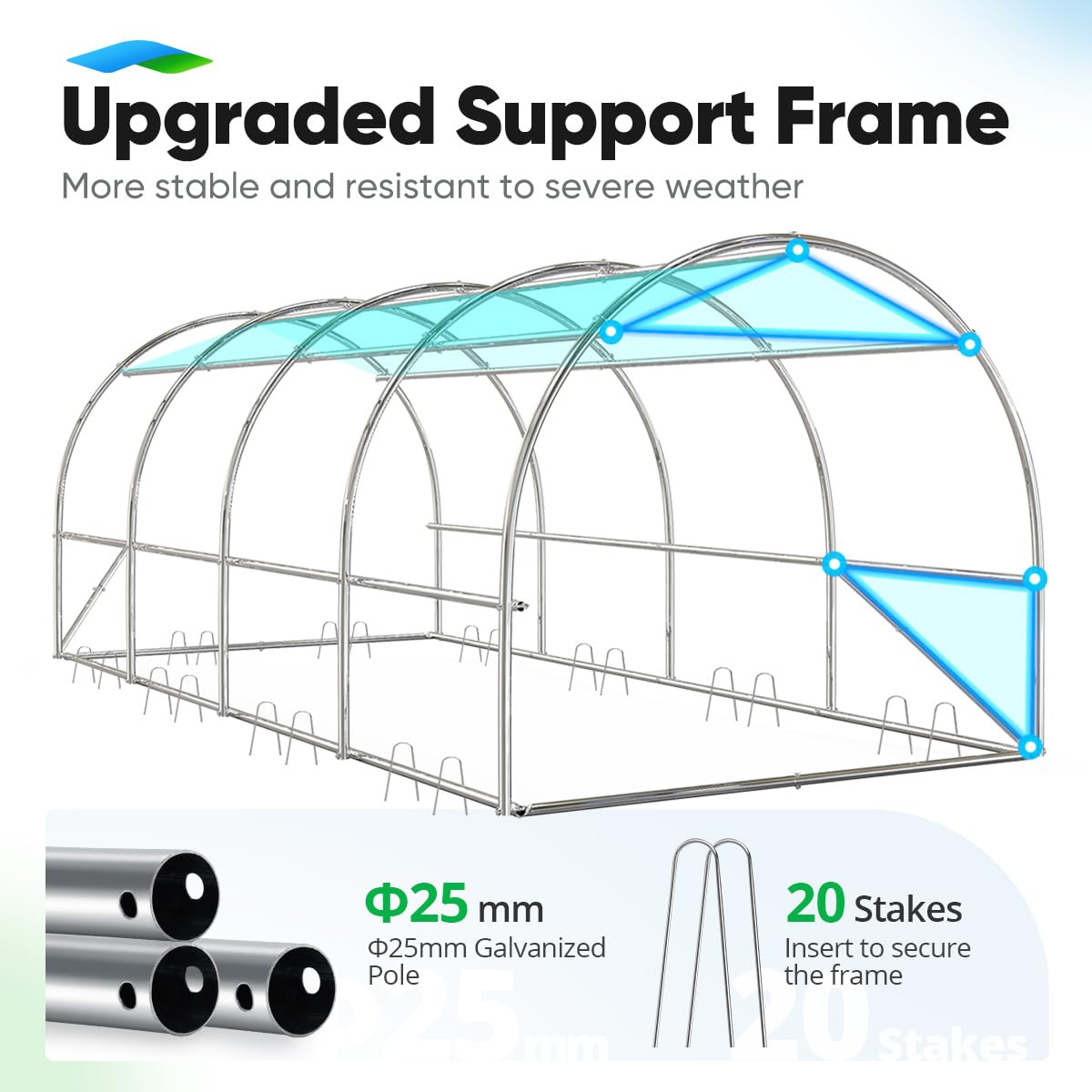 Quictent Upgraded 20x10x6.6 FT Large Walk-in Greenhouse for Outdoors, Heavy Duty High Tunnel Green House w/ PE Cover 2 Zipper Screen Doors Galvanized Steel Frame Garden Plant Hot House 20 Stakes White