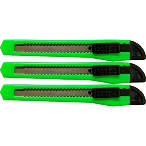 3 neon green utility knife box cutters heavy duty industrial strength