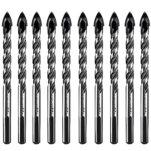 Mgtgbao 6MM Masonry Drill Bits, 10PC 1/4” Concrete Drill Bit Set for Tile,Brick, Plastic and Wood,Tungsten Carbide Tip Best for Wall Mirror and Ceramic Tile. …