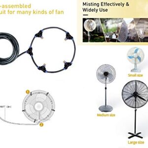 H&G lifestyles Outdoor Fan misting System for patios Water Mister Cooling Patio Connects Any Outdoor Fan 13 FT 6 Nozzles to Convert misting Fan （Fan not Included