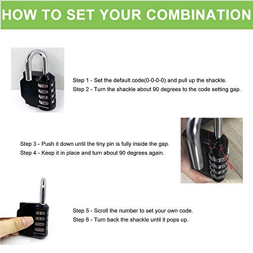 Combination Padlock Heavy Duty Lock - Fretrecy 6.5cm Long Shackle Lock 4 Digit Resettable Combination Lock for School, Gym, Outdoor Shed Locker, Hasp Cabinet, Gate - 2 Pack (Long Shackle)