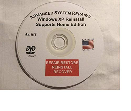 Advanced System Repairs - Compatible with WIN XP - 64 Bit DVD-Rom, Supports HOME edition. Recover, Repair, Restore or Re-install to Factory Fresh!