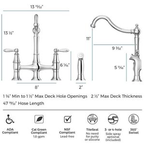 Pfister Courant Kitchen Faucet with Side Sprayer, 2-Handle, High Arc, Polished Chrome Finish, F0314COC