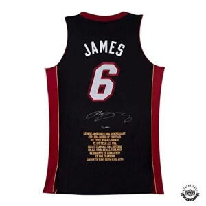 lebron james signed miami heat 10th anniversary stats jersey - upper deck - autographed nba jerseys