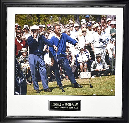 1966 photograph of Ben Hogan and Arnold Palmer smoking – Augusta National Golf Club Framed 26×29 - Golf Plaques and Collages