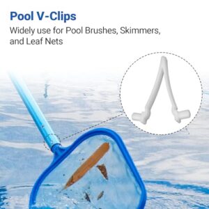 (21-Pack) AR-PRO Replacement Pool V-Clips - Pool Brush Plastic Clips/Pool Pole Net Clips for Cleaning Pool Walls - Perfect for Pool Brushes, Skimmers, and Leaf Nets - Made from Heavy-Duty Plastic