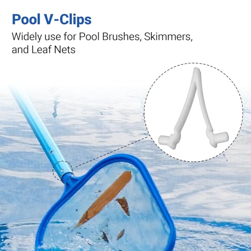 (21-Pack) AR-PRO Replacement Pool V-Clips - Pool Brush Plastic Clips/Pool Pole Net Clips for Cleaning Pool Walls - Perfect for Pool Brushes, Skimmers, and Leaf Nets - Made from Heavy-Duty Plastic