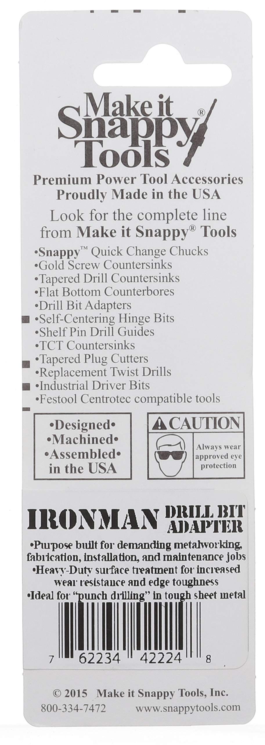 Snappy Tools 3/8 Inch Ironman Quick Change Drill Bit Adapter for Metalworking, Fabrication and Installation