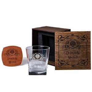 Game Master Gift Idea - Role Game Style Whisky Glass with Gift Box - Presents for Him (Dungeon Master with Dice)