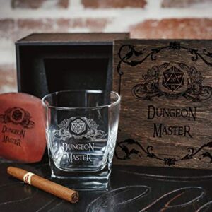 Game Master Gift Idea - Role Game Style Whisky Glass with Gift Box - Presents for Him (Dungeon Master with Dice)