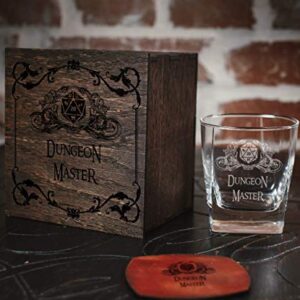 Game Master Gift Idea - Role Game Style Whisky Glass with Gift Box - Presents for Him (Dungeon Master with Dice)