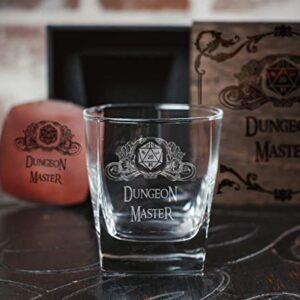 Game Master Gift Idea - Role Game Style Whisky Glass with Gift Box - Presents for Him (Dungeon Master with Dice)