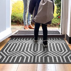 dexi indoor door mat durable front door mats for entryway, non slip absorbent resist dirt entry rug, 20"x31" doormat indoor entrance, machine washable, black