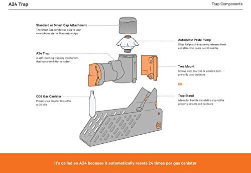 Goodnature Home Trapping Kit, A24 Humane Mouse Trap & Rat Trap with Portable Trap Stand, Automatic Paste Pump and CO2 Canister, Pet-Friendly Mouse & Rat Trap Without Digital Strike Counter