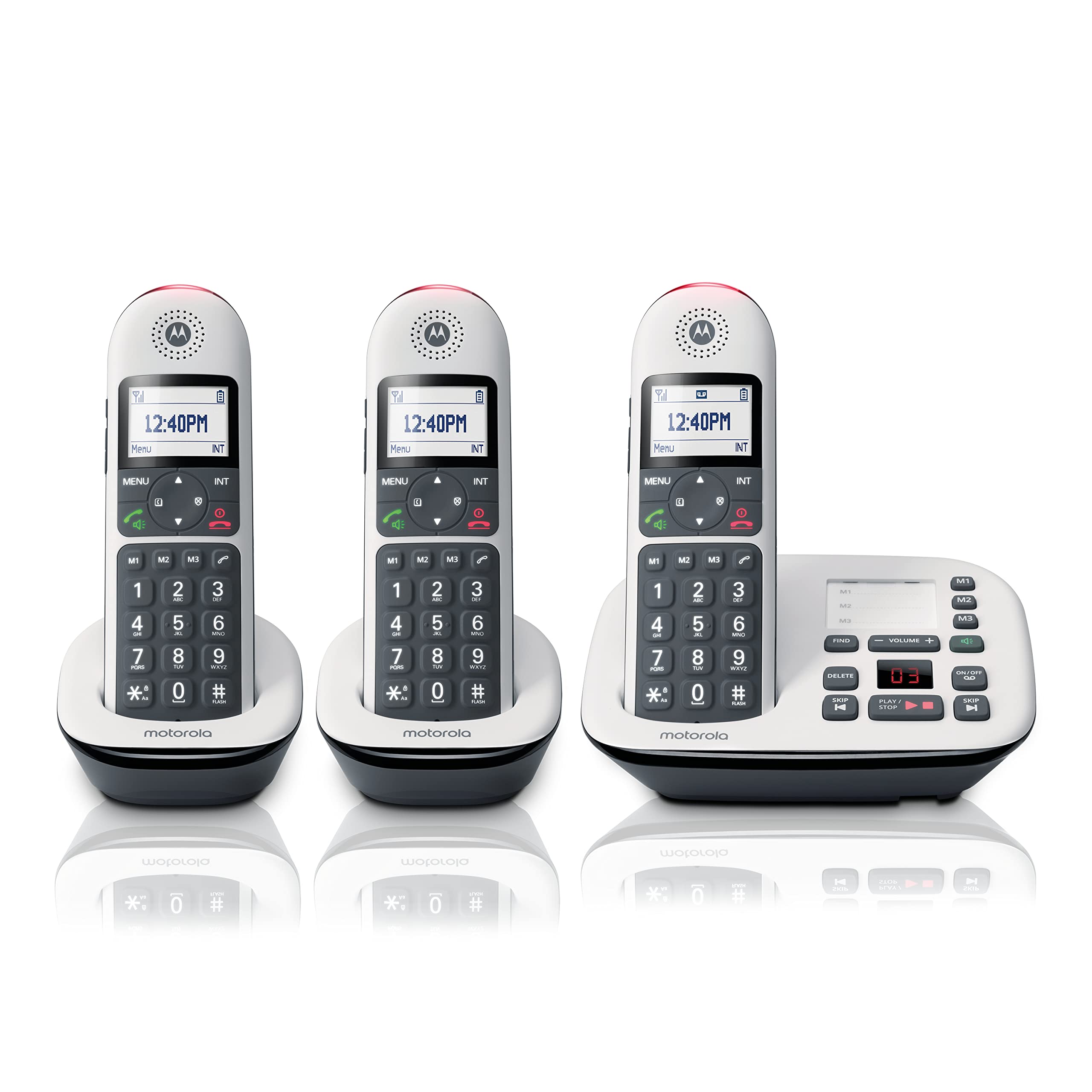 Motorola CD5013 Residential DECT 6.0 Cordless Digital Phone System with Answering Machine, Call Block, and Volume Boost (3 Handsets)