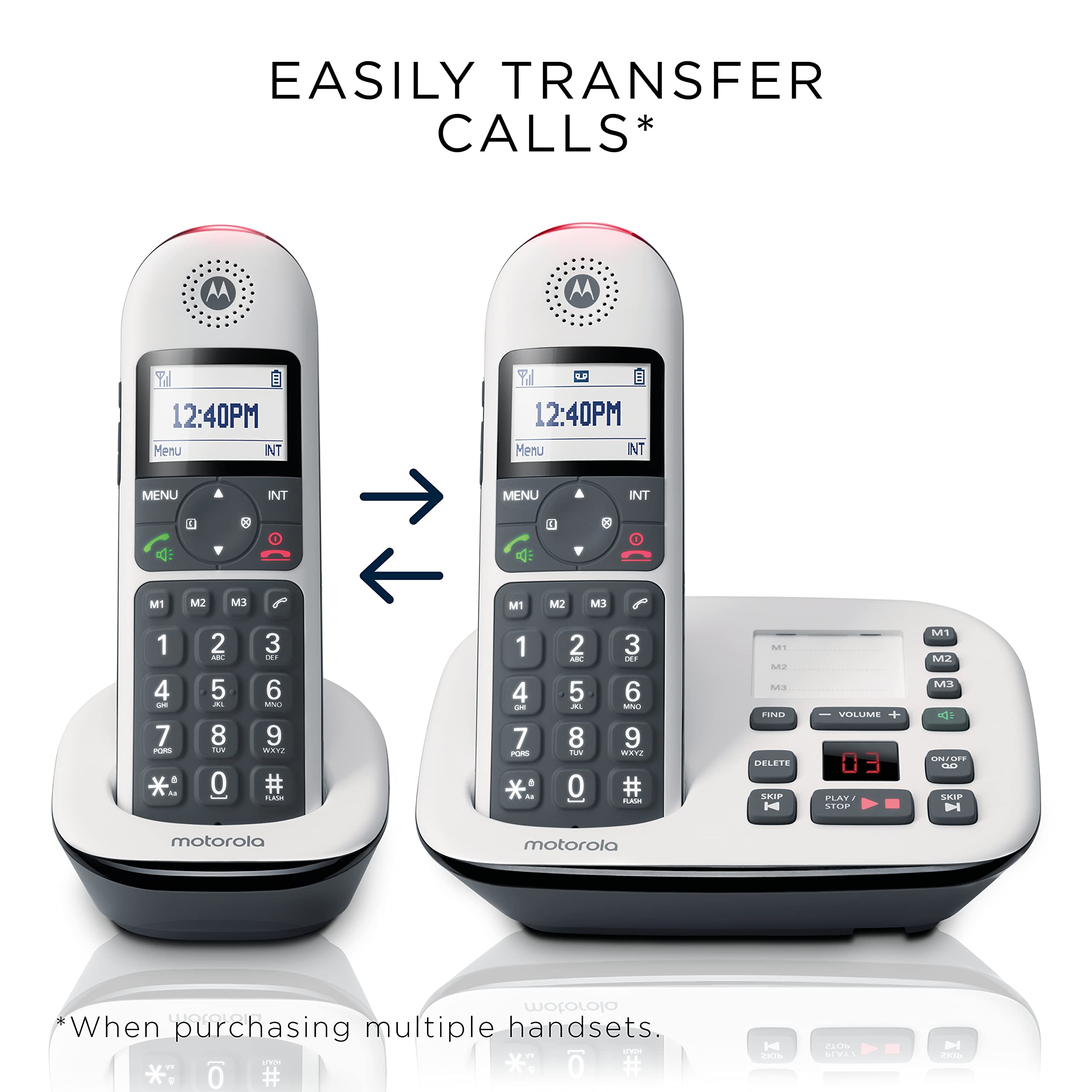 Motorola CD5013 Residential DECT 6.0 Cordless Digital Phone System with Answering Machine, Call Block, and Volume Boost (3 Handsets)