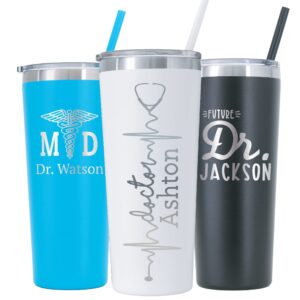 Personalized Doctor Laser Engraved 22 oz Tumbler with Straw, Future Doctor, Doctor MD, Doctor Gift for Men