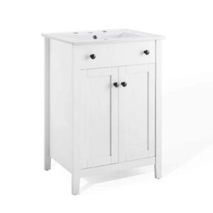 modway nantucket 24" bathroom vanity in white, 24 inch