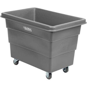 global industrial 8 bushel plastic bulk box truck, direct mount base, gray, 33-3/10"l x 24-3/5"w x 27-2/5"h