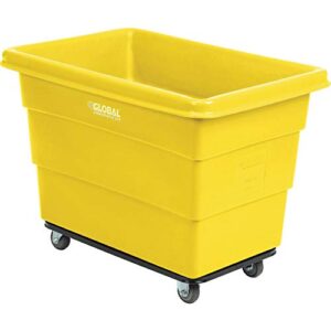 Global Industrial 8 Bushel Plastic Bulk Box Truck, Steel Chassis Base, Yellow, 33-3/10"L x 24-3/5"W x 27-2/5"H