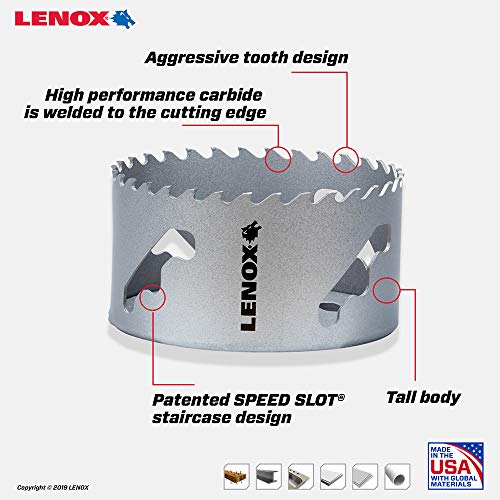 LENOX Tools Carbide Hole Saw, 3 5/8-Inch (92 mm) (LXAH3358)