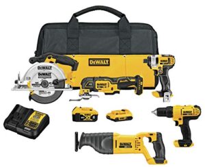 dewalt 20v max power tool combo kit, 4-tool cordless power tool set with battery and charger (dck551d1m1)