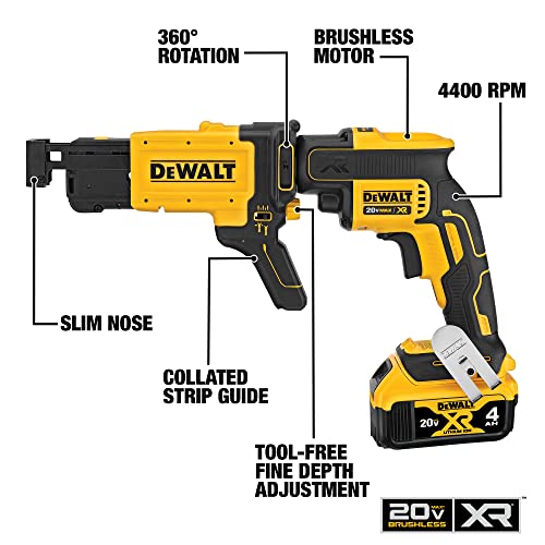 DEWALT Screw Gun Kit with Collated Drywall Attachment (DCF620CM2)