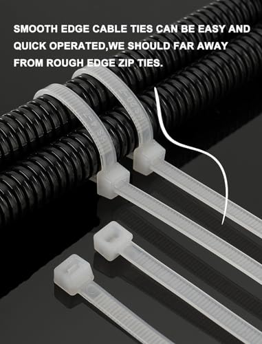 HS Plastic Zip Wire Ties Black Nylon Cable Zip Ties for Fencing Travel Outdoor Purpose, Cable Ties 14 Inch 50 LBS UV Resistant 500 Pieces