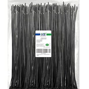 HS Plastic Zip Wire Ties Black Nylon Cable Zip Ties for Fencing Travel Outdoor Purpose, Cable Ties 14 Inch 50 LBS UV Resistant 500 Pieces