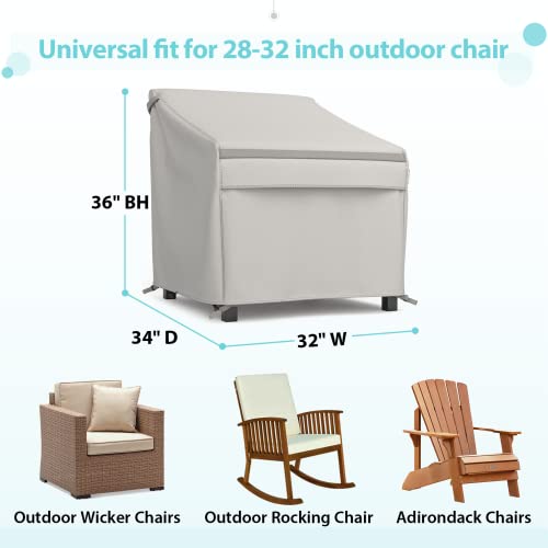 MR. COVER Patio Adirondack Chair Cover, Also Fits Outdoor Chair, 32W x 34D x 36H Inches, Waterproof & UV Protection, Beige