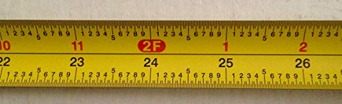 Decimal Inch Tape Measure, 25 Foot, Black Marks Even hundredths of an inch, Black Numbers for Tenths of an inch and inches, red for feet and inches, Magnetic Three Rivet Hook, Tape Lock, Belt Clip.