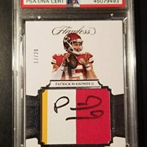 Patrick Mahomes 2017 Panini Flawless RC Rookie Patch Silver PSA 6 AUTO 8 1/1 MVP - Football Slabbed Autographed Rookie Cards