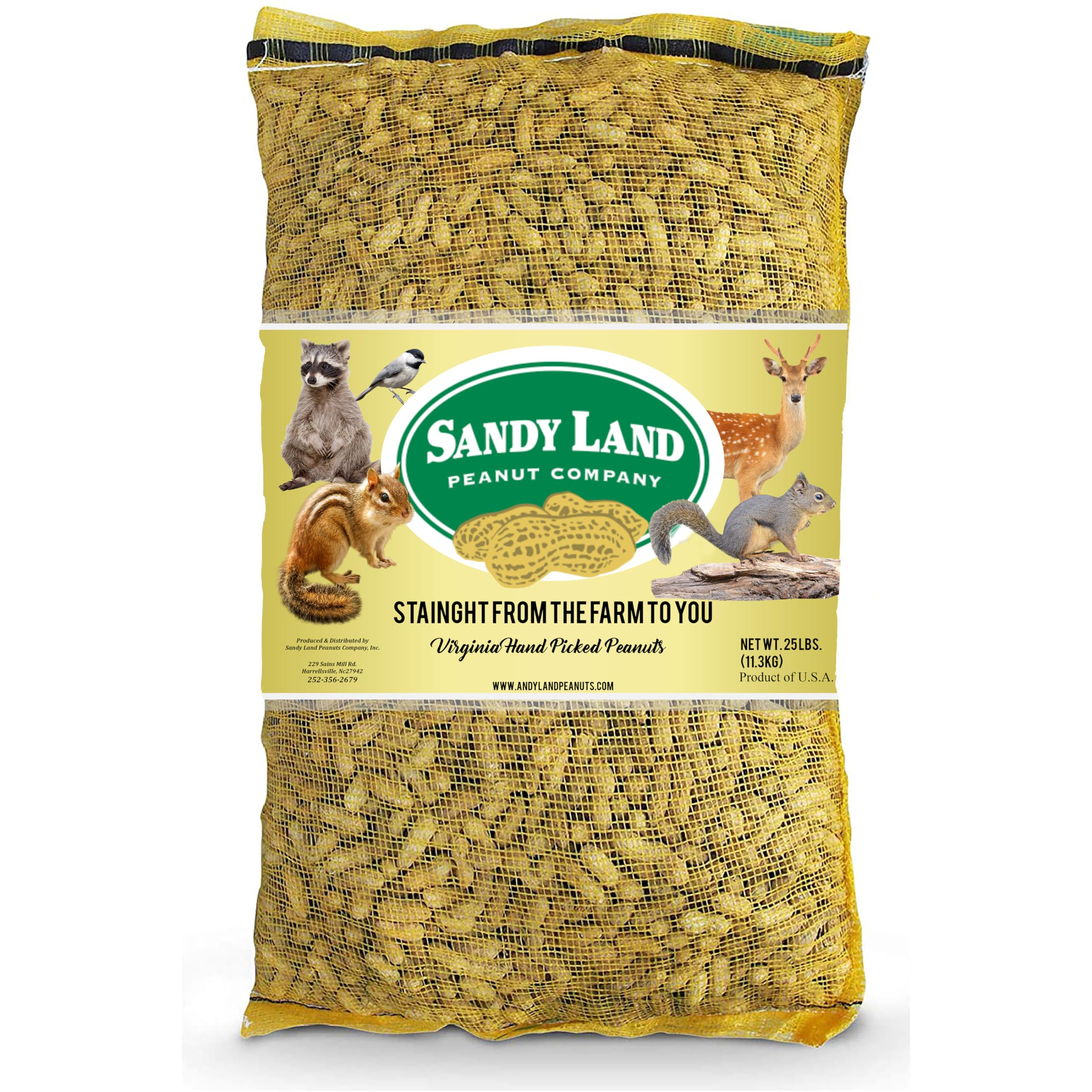 Sandy Land Squirrel Peanuts 25 Pounds Animal Peanut Bag - Ideal Also for Birds, Deer, Chipmunks, Raccoons and Outdoor Wildlife