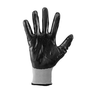 Firm Grip Nitrile Coated Tough Working Gloves: Black, Large Size (10 Pairs)