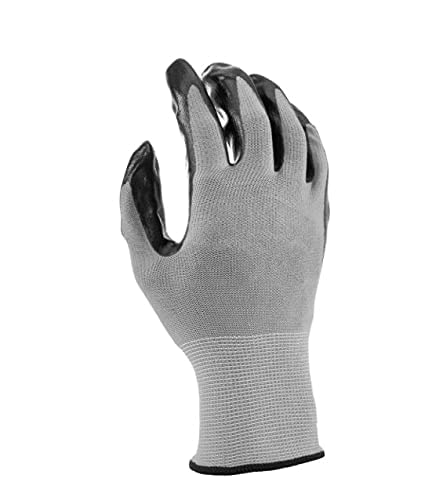 Firm Grip Nitrile Coated Tough Working Gloves: Black, Large Size (10 Pairs)