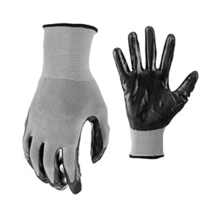 Firm Grip Nitrile Coated Tough Working Gloves: Black, Large Size (10 Pairs)