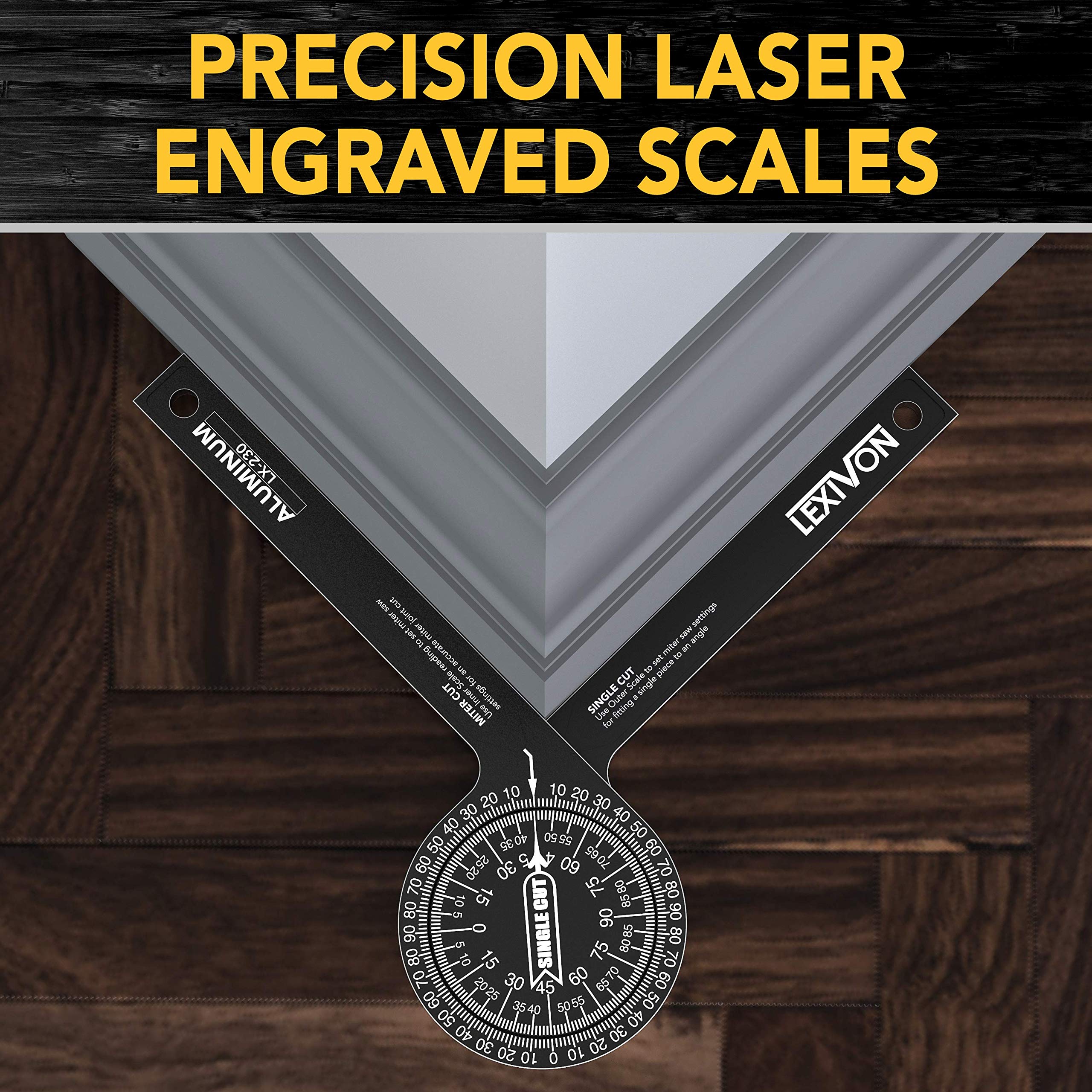 LEXIVON Aluminum Miter Saw Protractor | 7-Inch Rust Proof Angle Finder Featuring Precision Laser Engraved Scales (LX-230)