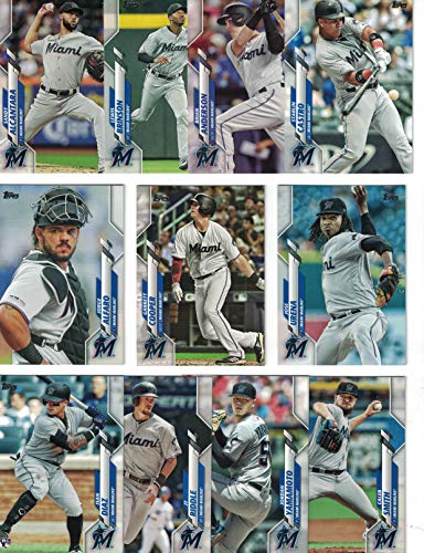 Miami Marlins/Complete 2020 Topps Marlins Baseball Team Set! (20 Cards Series 1 and 2) PLUS 2019, 2018 and 2017 Topps Marlins Team Sets Series 1&2!