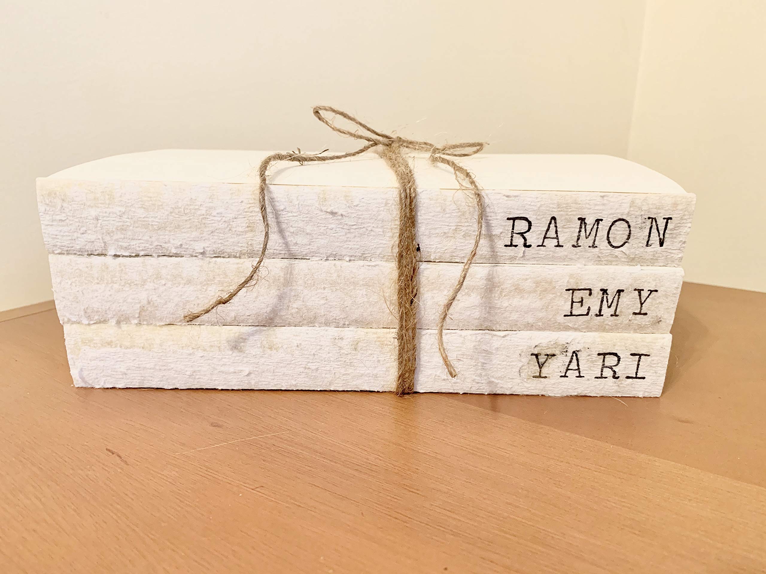 Personalized Stacked Books, Farmhouse Books, Stamped Books, Custom Book Stack, Rustic Home Decor, Stamped Book Set