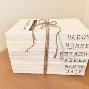 Personalized Stacked Books, Farmhouse Books, Stamped Books, Custom Book Stack, Rustic Home Decor, Stamped Book Set