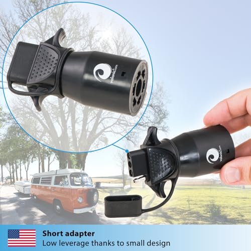 valonic Trailer Plug Adapter - with dust Cover - 7 Way Blade to 4 Way Flat - Trailer Connector for Trailer Light - 7 pin to 4 pin - Female