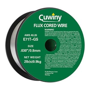 cuwiny flux core gasless mig wire, mild steel e71tgs.030-diameter, 2-pound spool (0.030-inch 2lb)