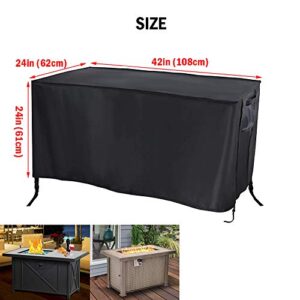 Aidetech Patio Fire Pit Cover Rectangular, 42Inch Firepit Cover Outdoor Waterproof Weatherproof Gas Firepit Table Cover (Rectangular: 42”L x 24”W x 24”H)